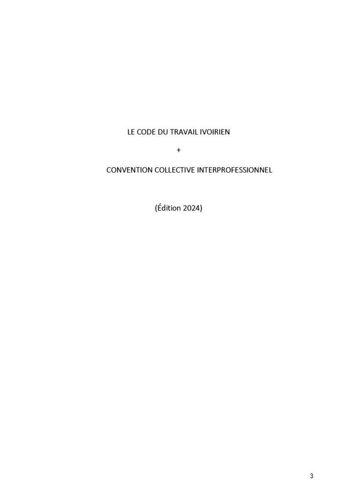 Code du Travail ivoirien 2025 (PDF) - PROFESSION JURISTE