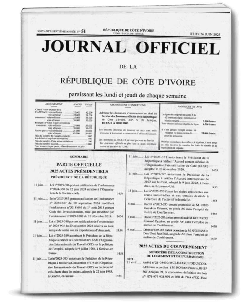 Journal Officiel N°51 du Jeudi 26 Juin 2025 - PROFESSION JURISTE