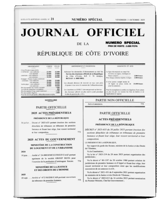 Journal Officiel N°21 Spécial du Vendredi 03 Octobre 2025 - PROFESSION ...